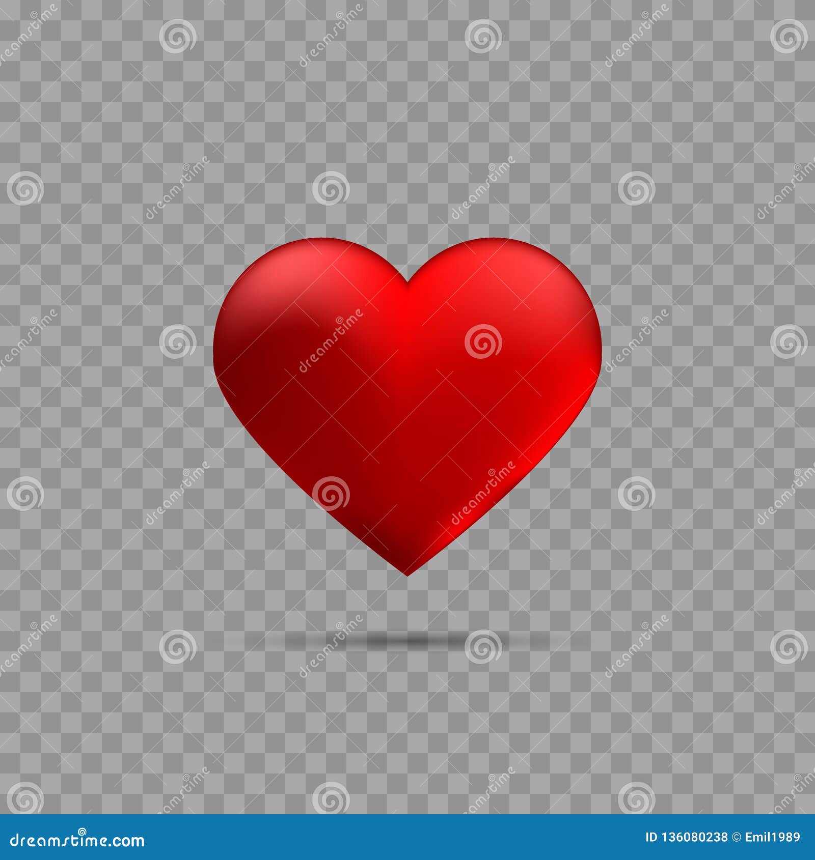 Red heart with shadow stock illustration. Illustration of background ...