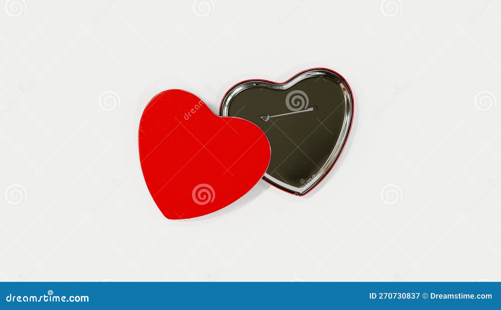 Red Heart Shape Badge Pin Mockup on White Background Stock Illustration ...