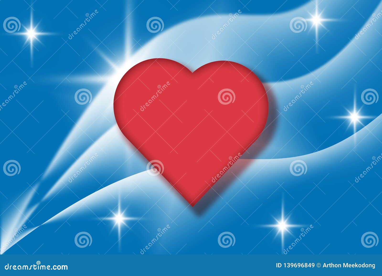 Red Heart Shape on a Blue Background Stock Illustration - Illustration ...