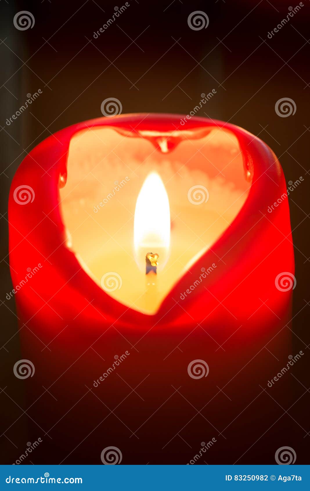 Red Heart Shape Burning Candle Stock Photo - Image of decoration ...