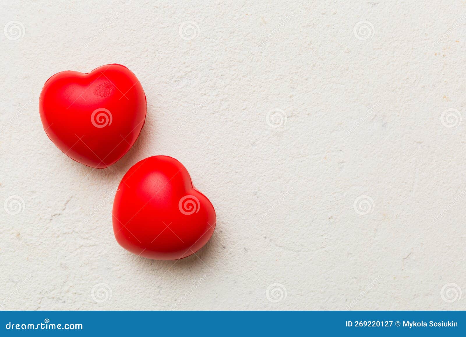 Red Heart Shape on Colored Background. Minimal Concept Top View with ...