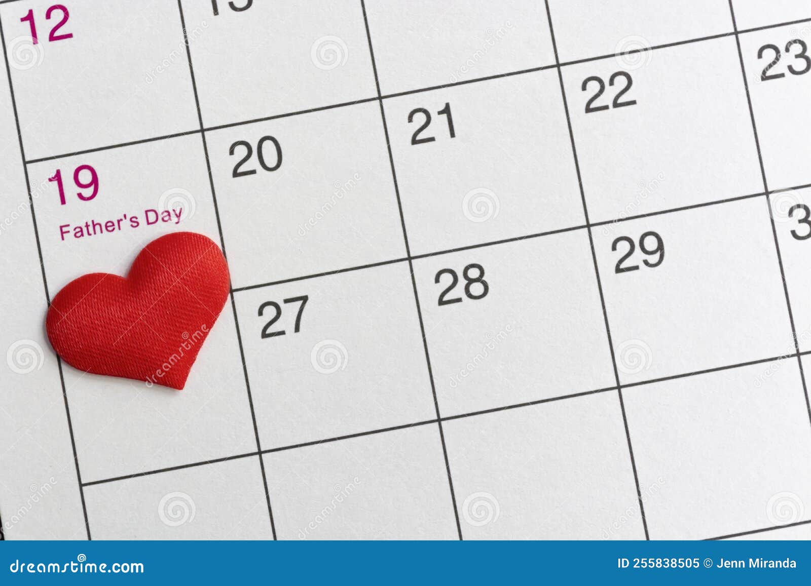 Red Heart Shape on the Date of the 19th Day in the Calendar. Stock ...