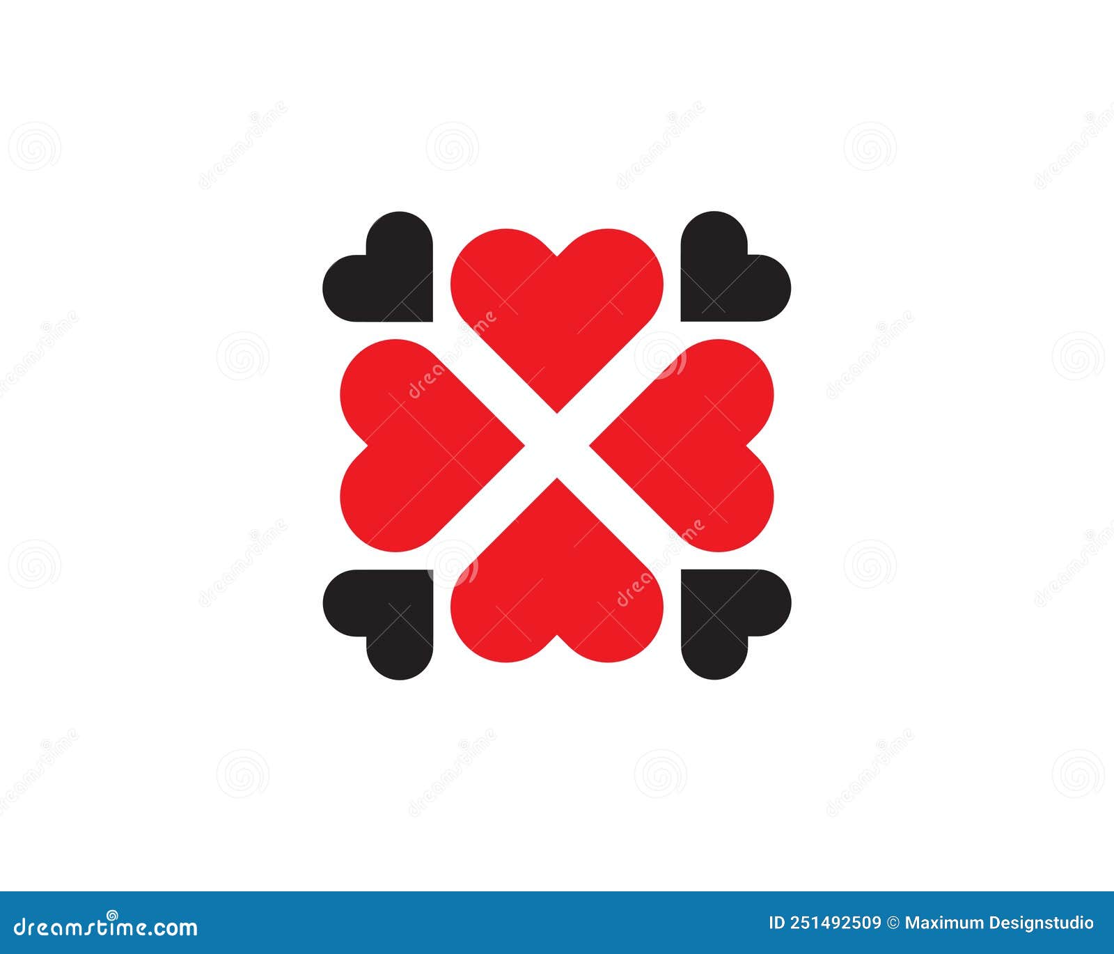 Red Heart Shape Formed a Cross Plus Symbol Stock Vector - Illustration ...