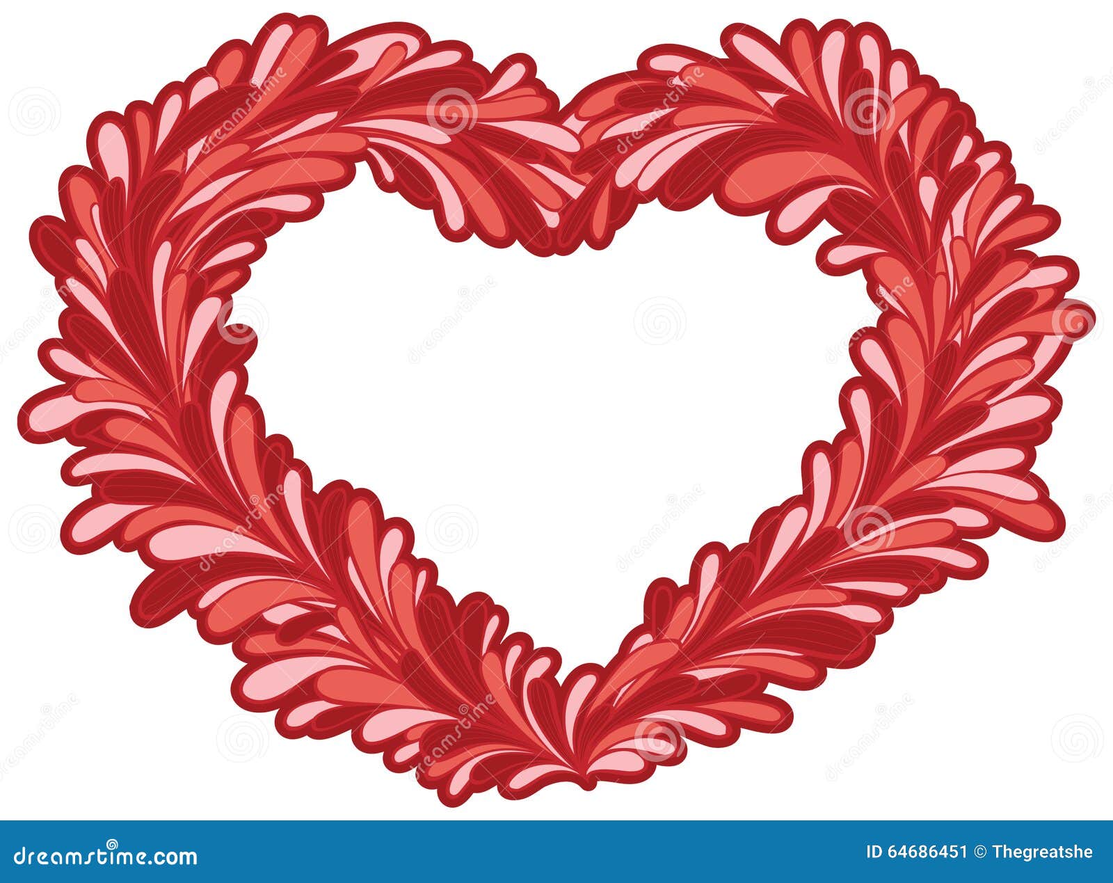 Red heart shape frame stock vector. Illustration of drawing - 64686451