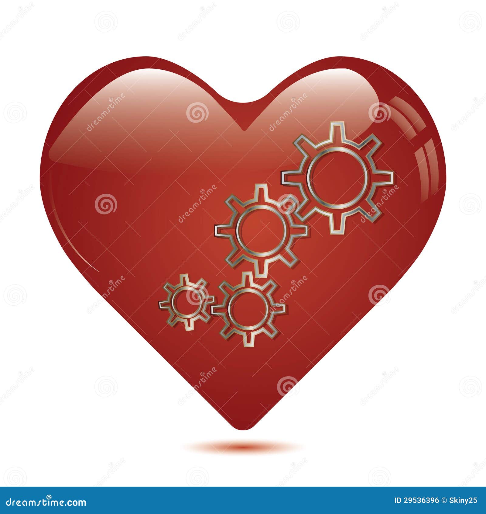 Red Heart Shape with Gears Inside . Stock Vector - Illustration of love ...