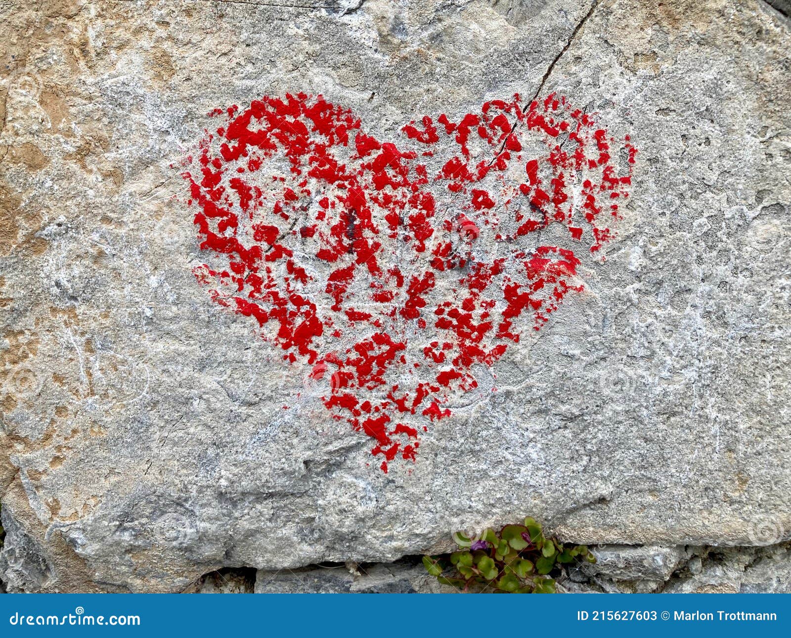 Red Heart Shape Painted on a Rock Stone in Switzerland Stock Image ...