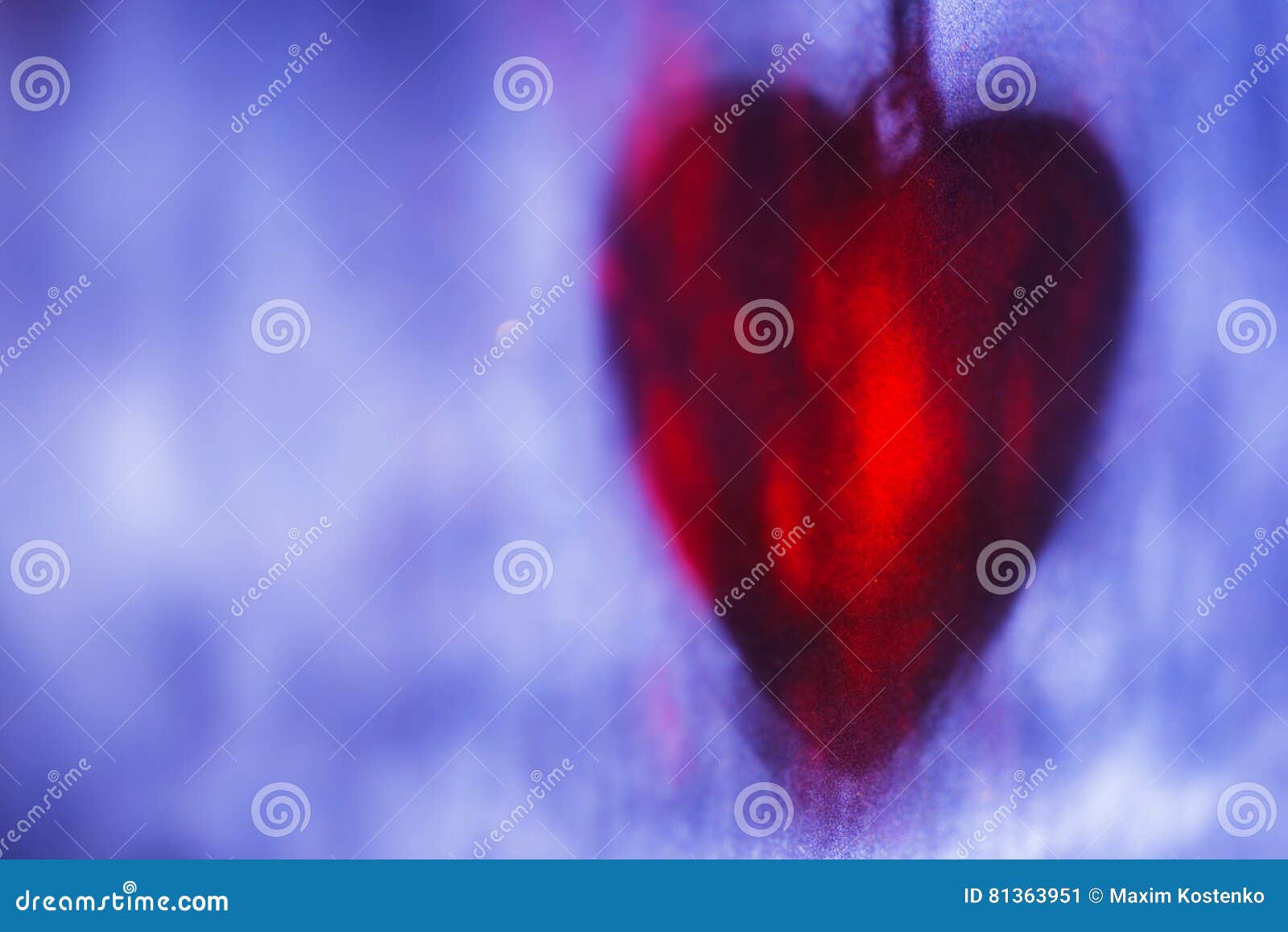 Red Heart Shape Shadow on Blue Surface, Abstract Holiday Background ...