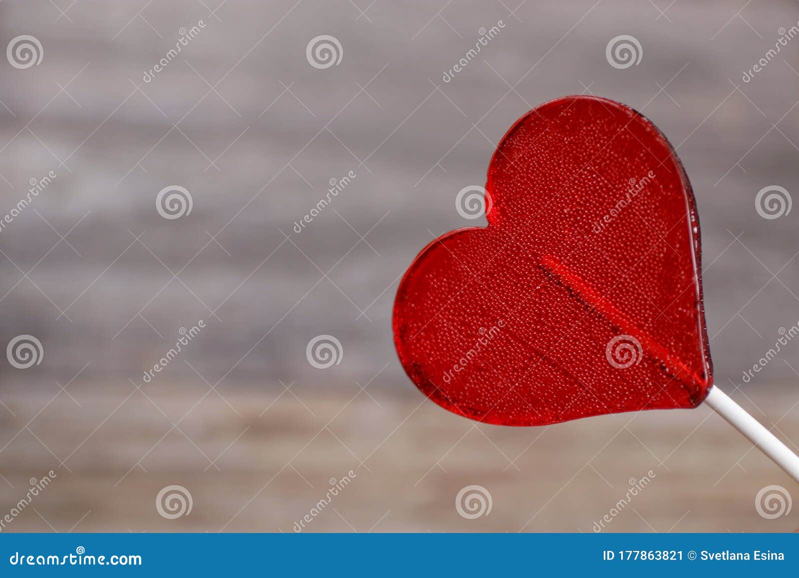 Red Heart Lollipop on Wooden Background Stock Image - Image of heart ...