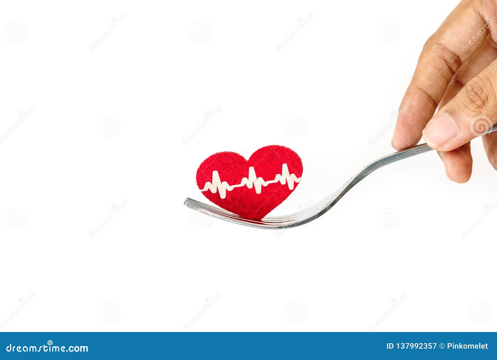 The Red Heart Shape in Silver Fork , Health Heart Care Concept Stock ...