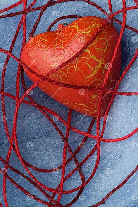 Red Heart Shape in Thread Cobweb Stock Photo - Image of beautiful ...