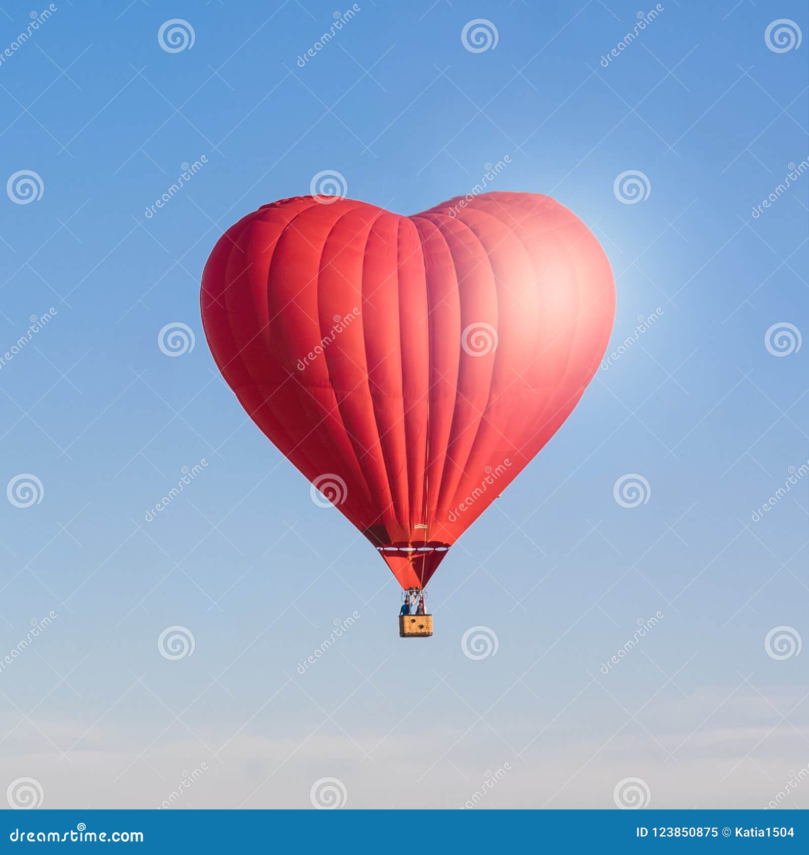 Red Heart Shaped Air Ballon Isolated in the Sky Stock Image - Image of ...