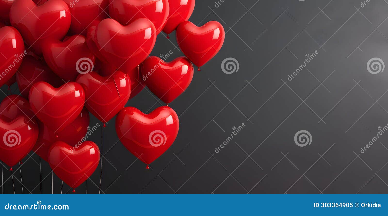 Red Heart Shaped Balloons Composition on a Solid Color Background ...