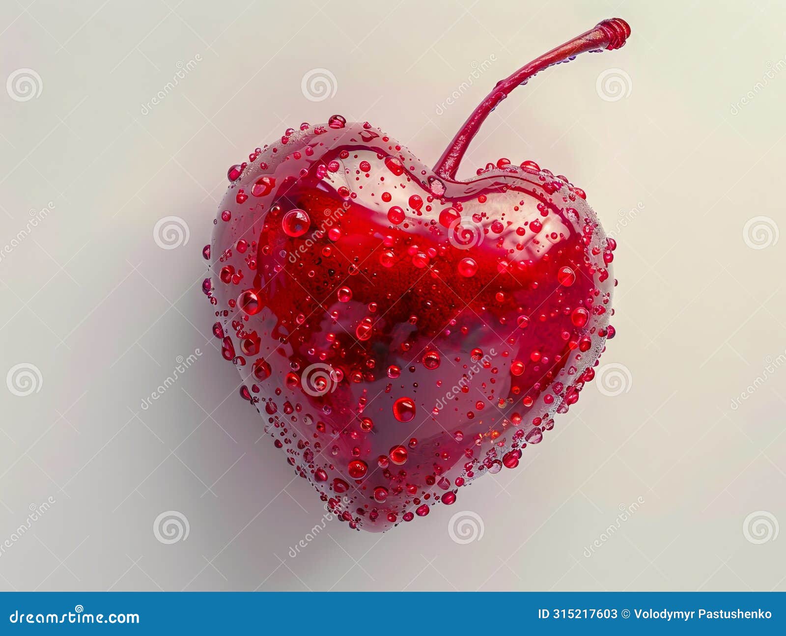 A Red Heart Shaped Cherry with Water Droplets Stock Image - Image of ...