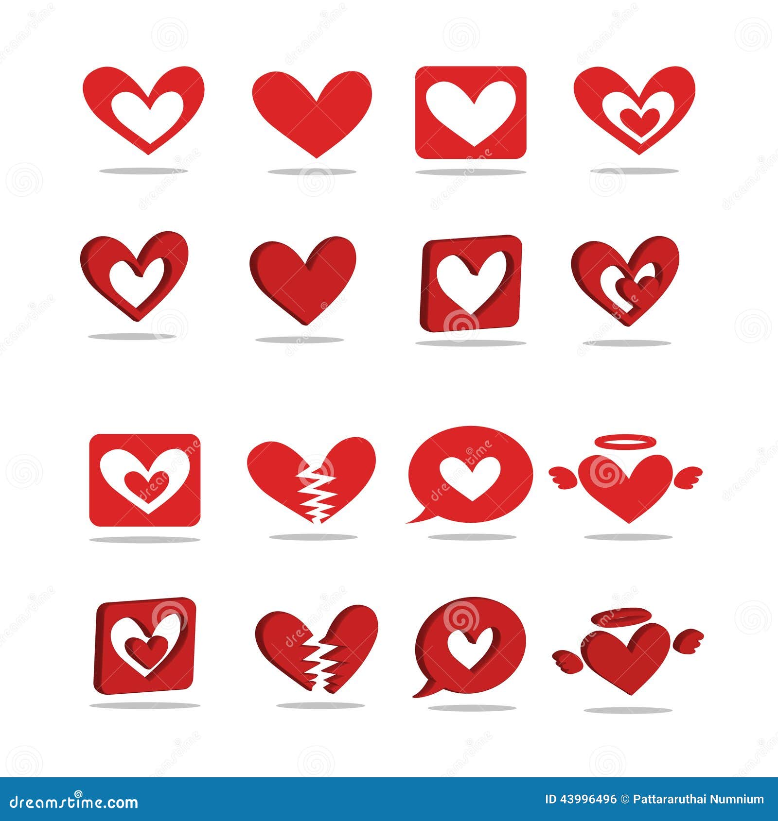 A Red Heart-shaped Icon 2D - 3D Stock Vector - Illustration of open ...