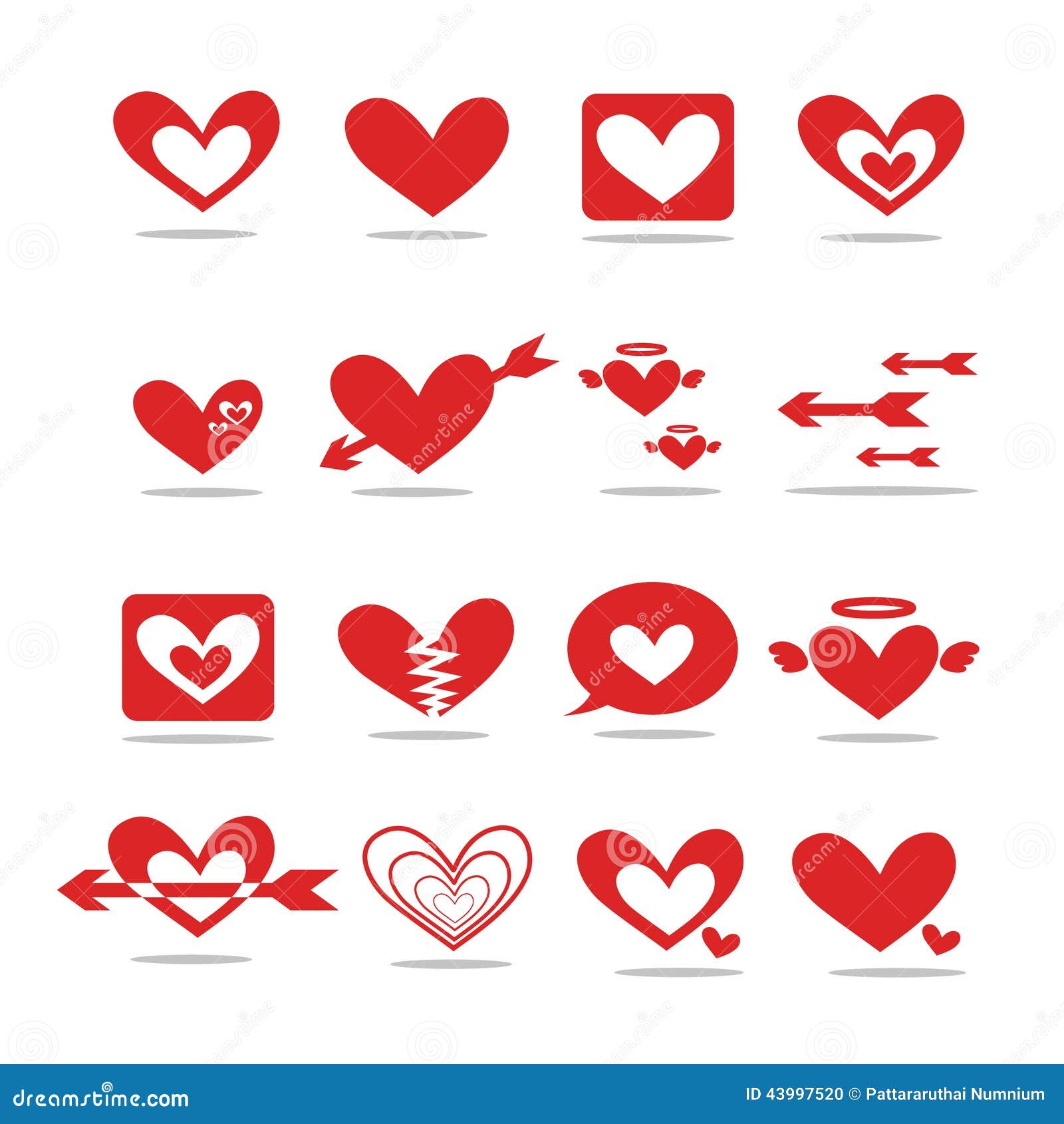 A red heart-shaped icon 2D stock vector. Illustration of white - 43997520