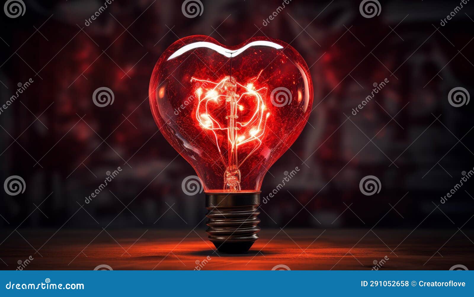 Red Heart-shaped Light Bulb Generative AI Stock Illustration ...