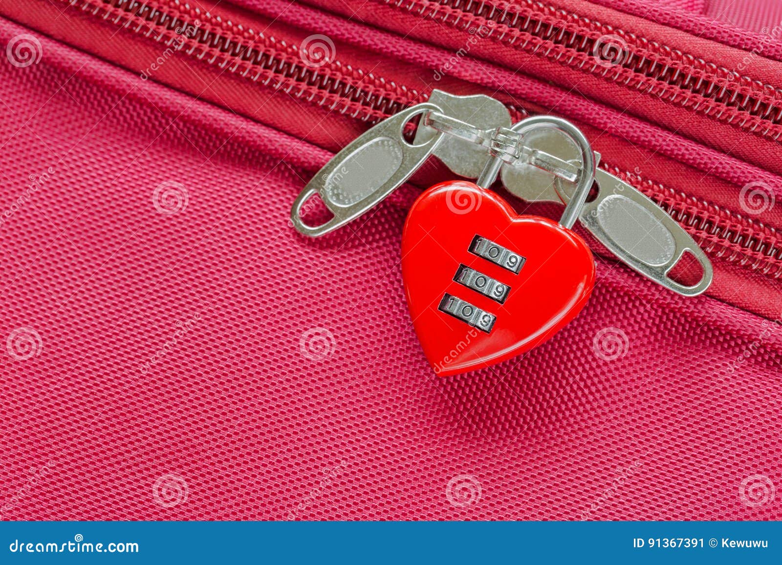 Red Heart Shaped Lock with Code Locking Fabric Suitcase Luggage Stock ...