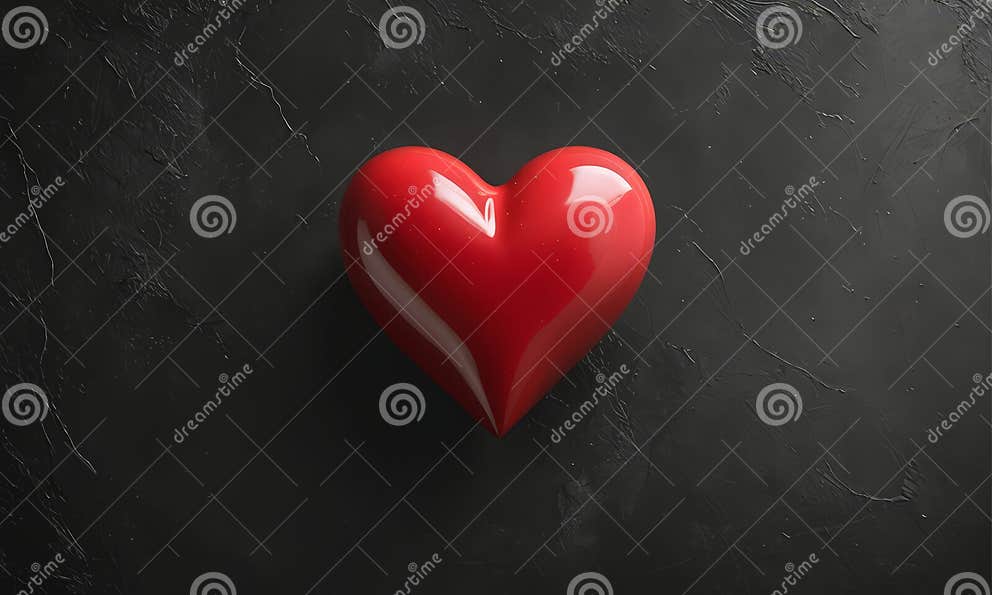 Red Heart-shaped Object is Centered Against Dark Gray Background, with ...