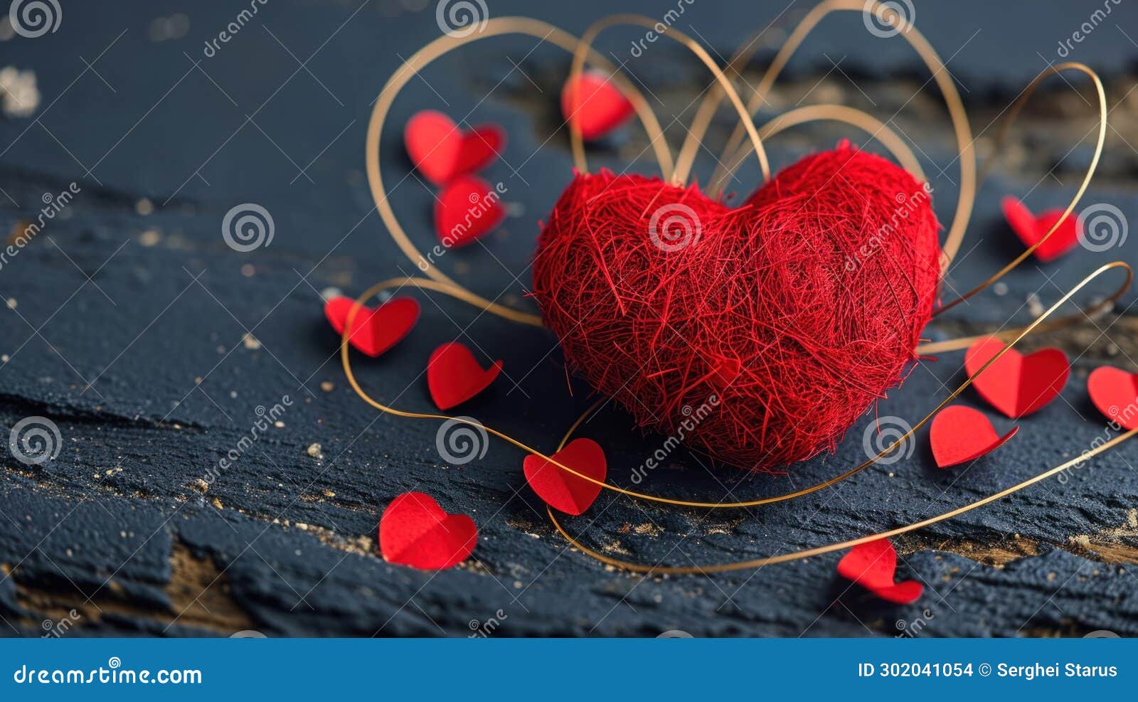 A Red Heart Shaped Object with a Gold String Around it, AI Stock ...