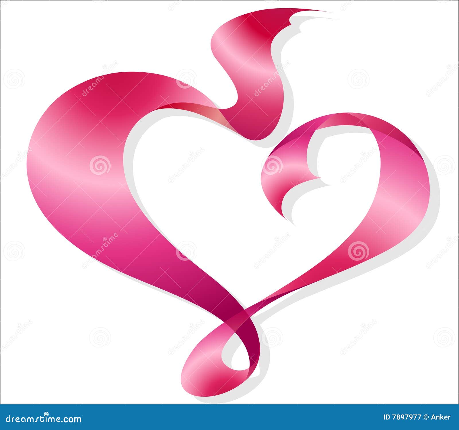 Red heart-shaped ribbon stock vector. Illustration of valentines - 7897977