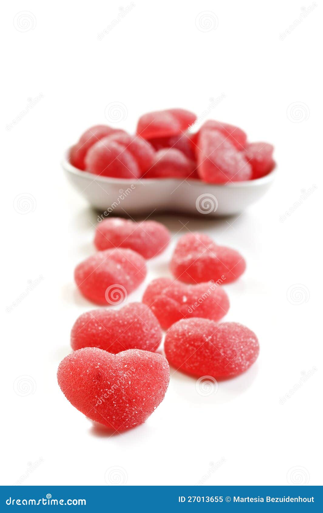 Red Heart Shaped Sweets on White Background Stock Image - Image of ...