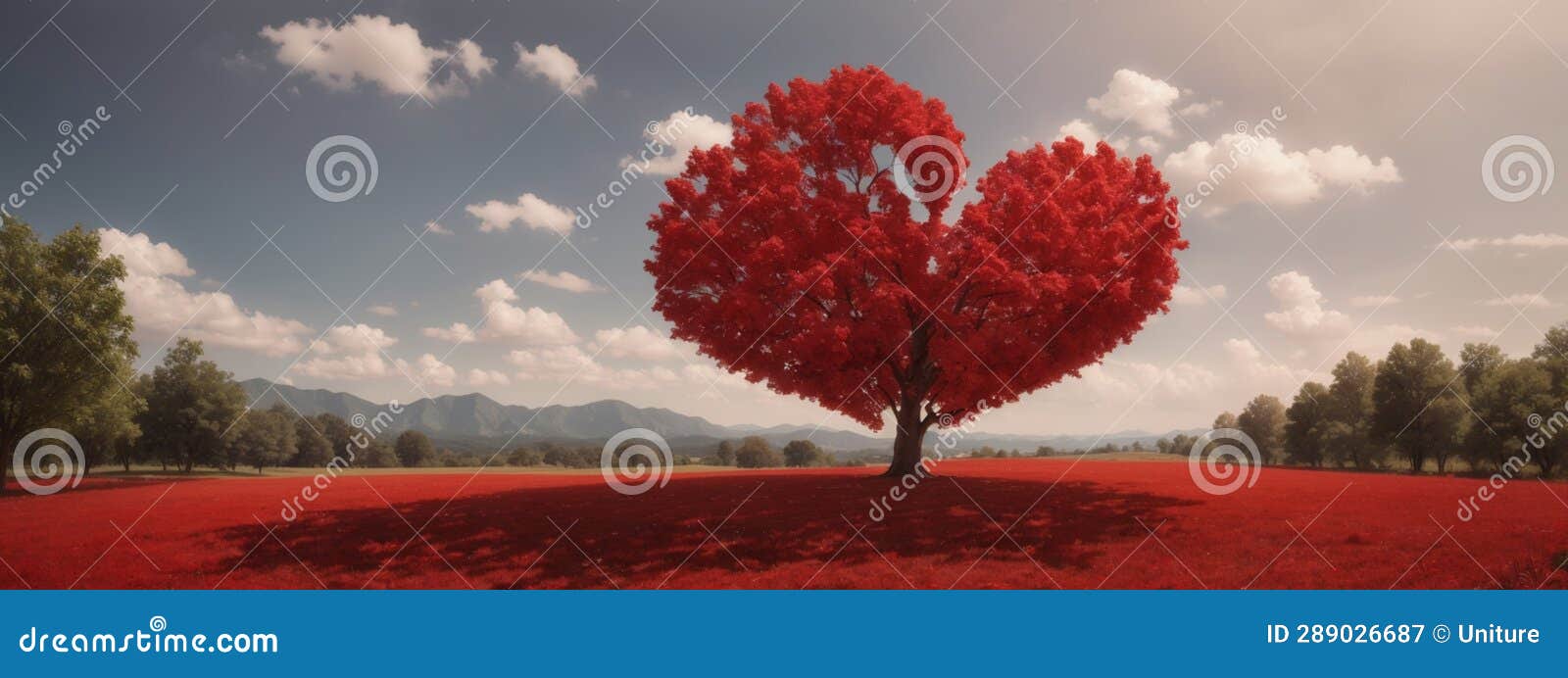 Red heart shaped tree stock image. Image of coast, travel - 289026687