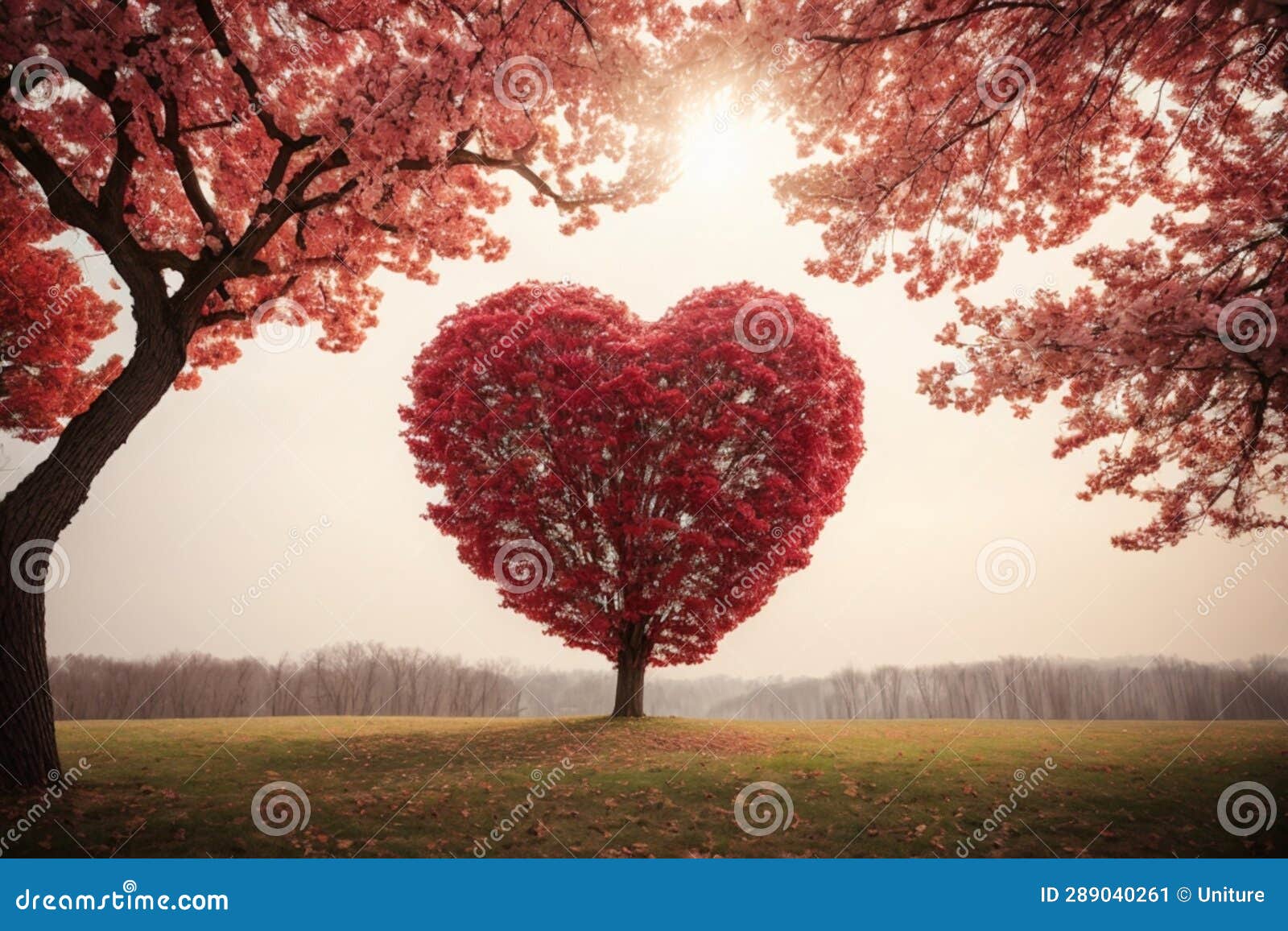 Red heart shaped tree stock image. Image of tranquil - 289040261