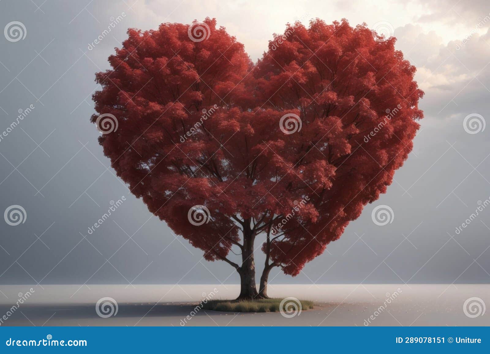 Red heart shaped tree stock illustration. Illustration of outdoors ...