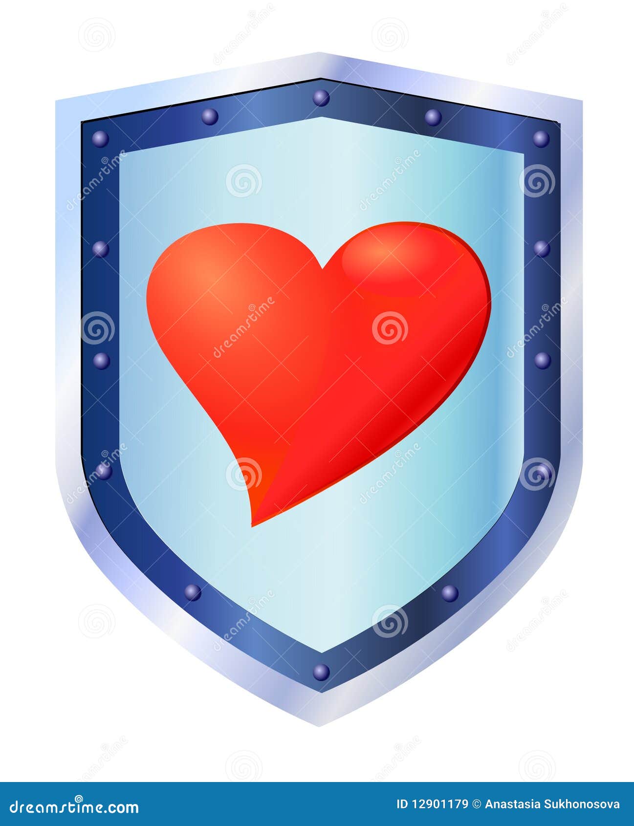 Red heart on the shield stock vector. Illustration of badge - 12901179