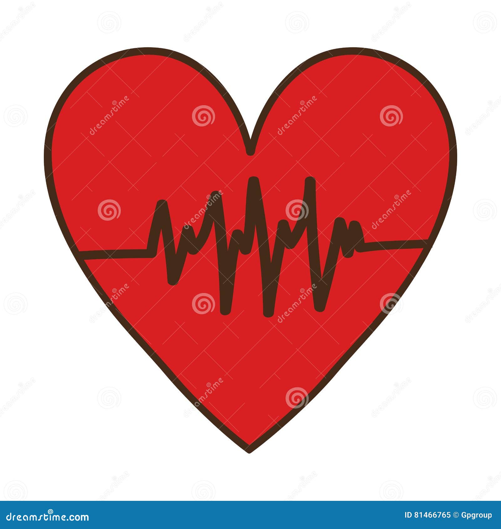 Red Heart with Signs of Life Stock Illustration - Illustration of ...