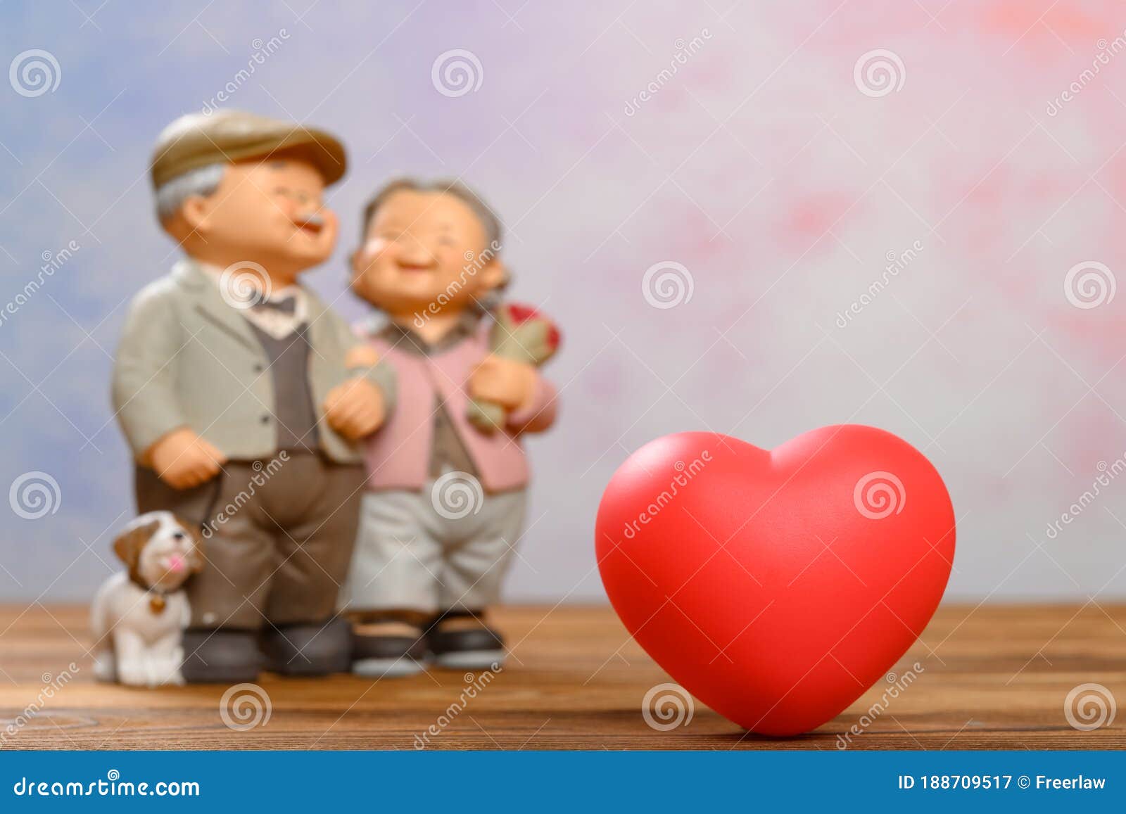 Red Heart and Smiling Elder Couple on Background Stock Image - Image of ...