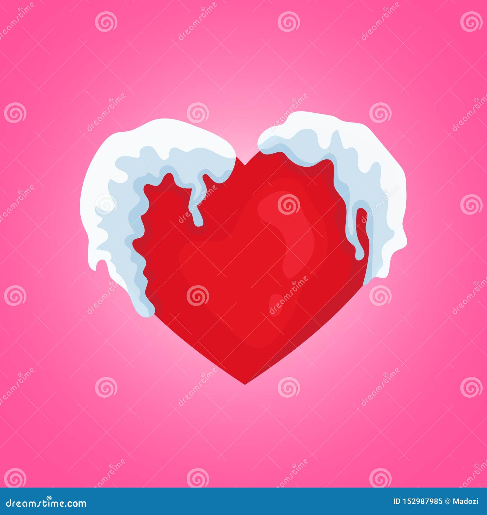 Red heart with snow stock vector. Illustration of snow - 152987985