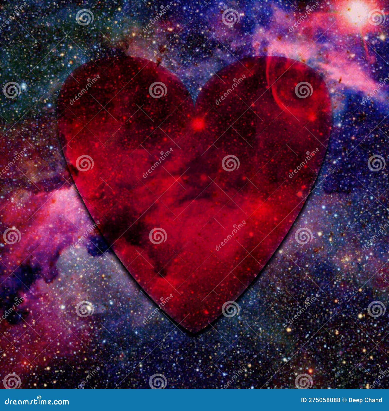 Red Heart in the Space. Abstract Background Stock Illustration ...