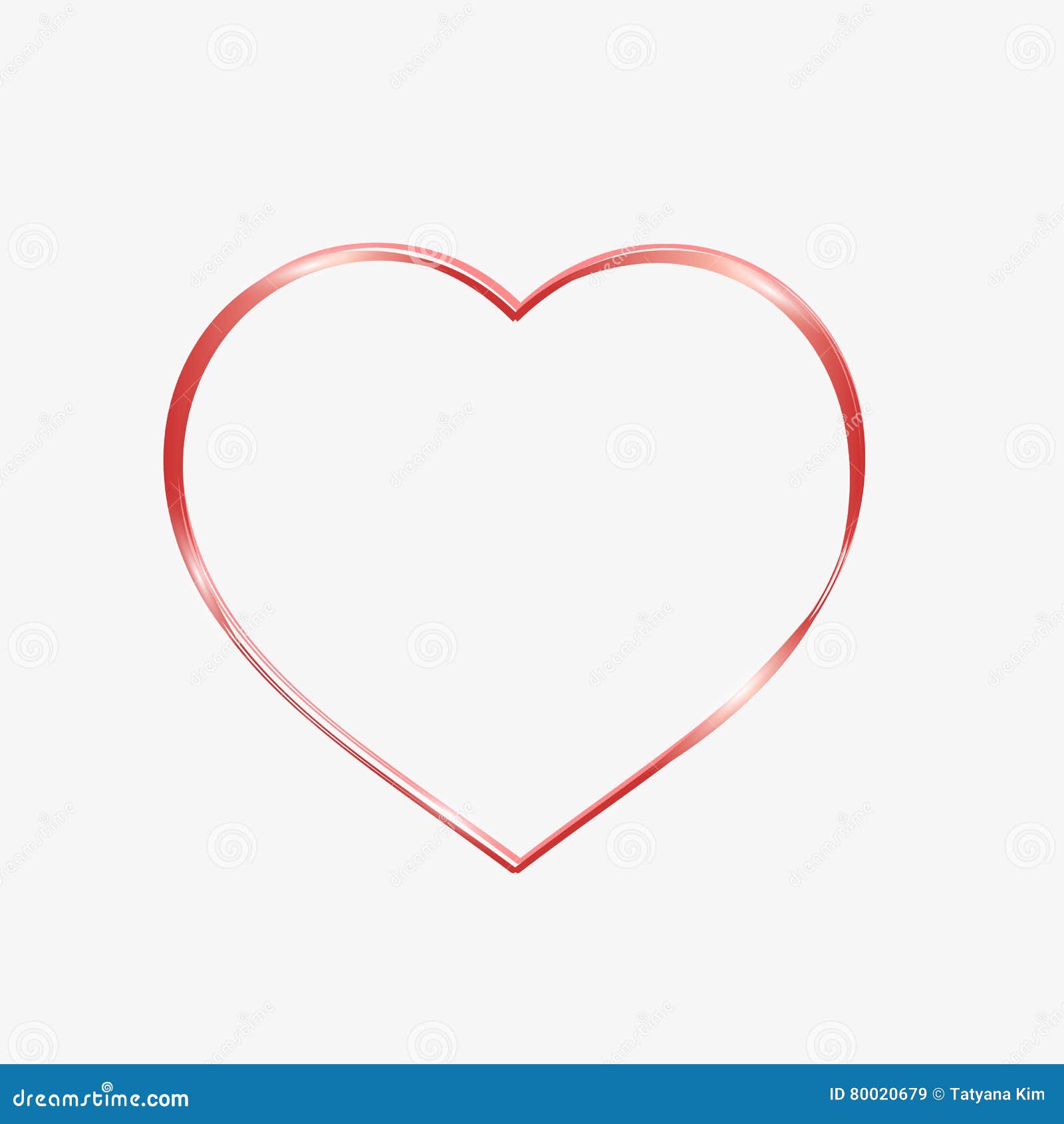 Red Heart Sparkly. Glittering Outline, Tape Stock Vector - Illustration ...