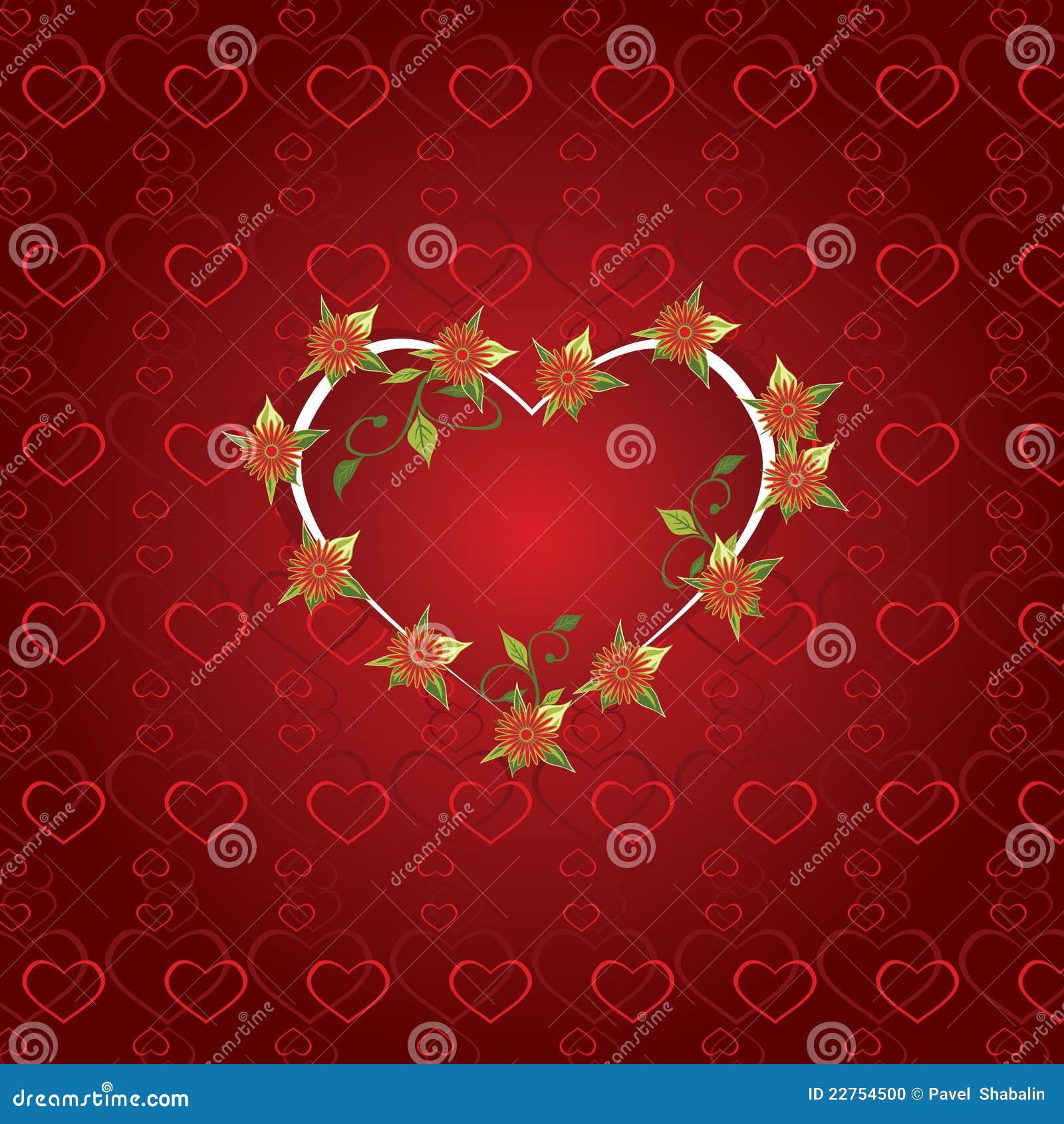 Red Heart with Spring Flowers Stock Vector - Illustration of creative ...