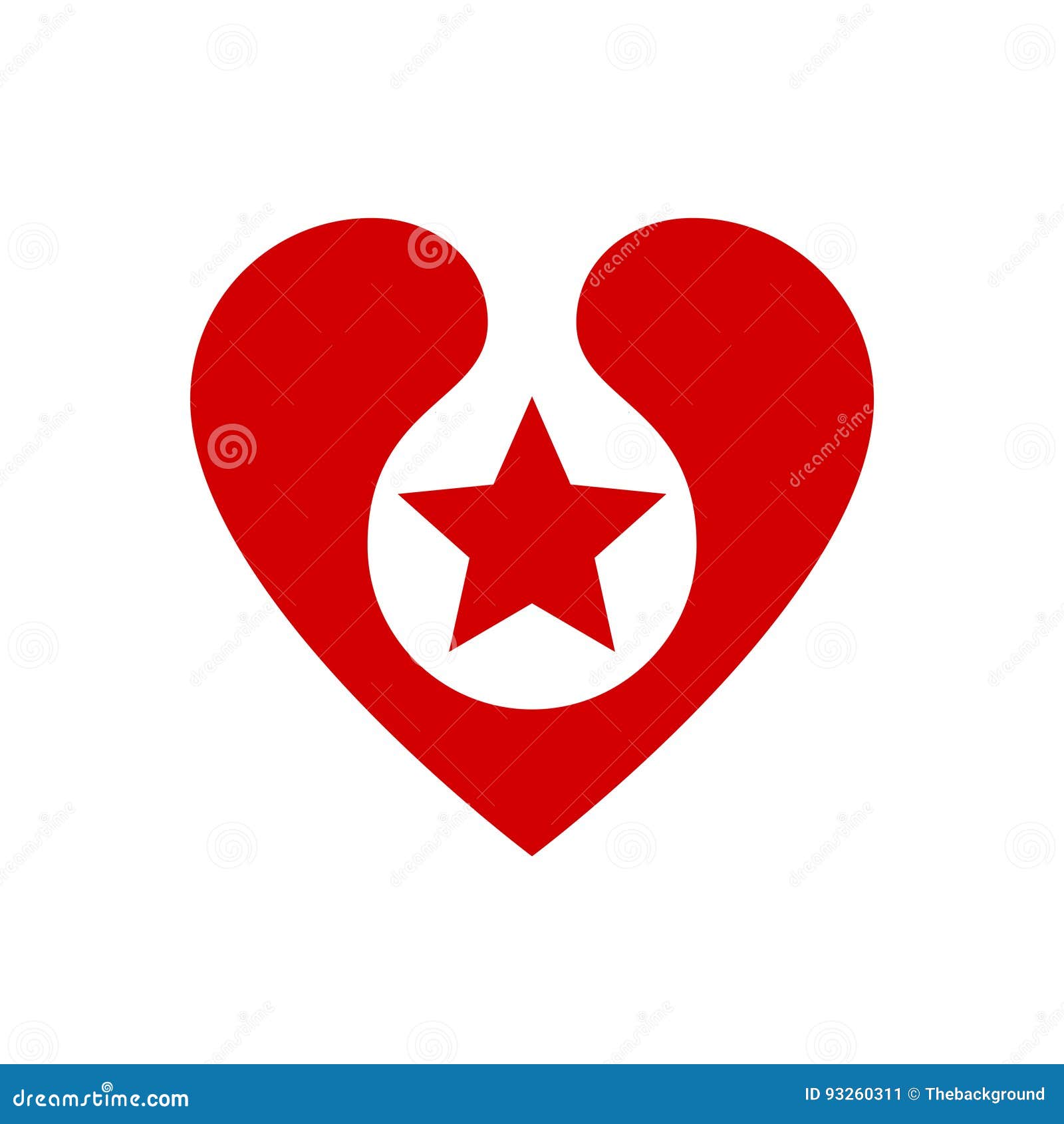 Red Heart with Star Inside. Vector Design Element, Label or Badge Stock ...