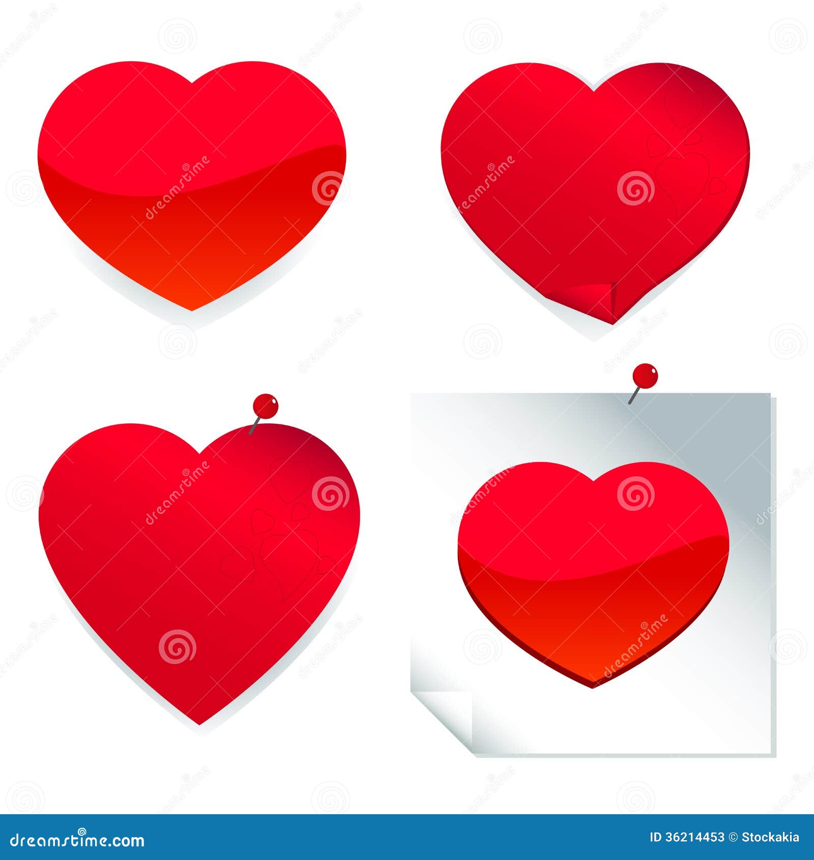 Heart Shaped Stickers and Post it Notes. Vector Illustration Stock ...