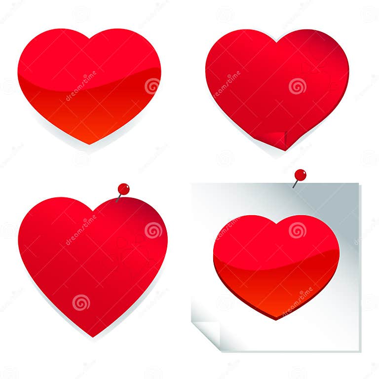 Heart Shaped Stickers and Post it Notes. Vector Illustration Stock ...