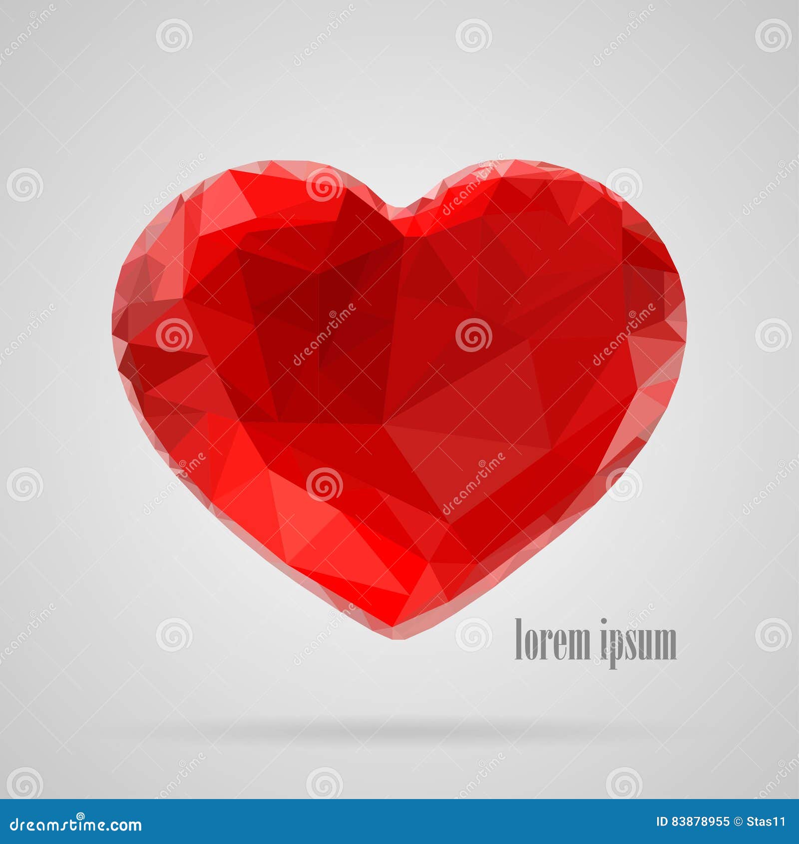Red Heart in the Style of Triangulation on a White Background Stock ...