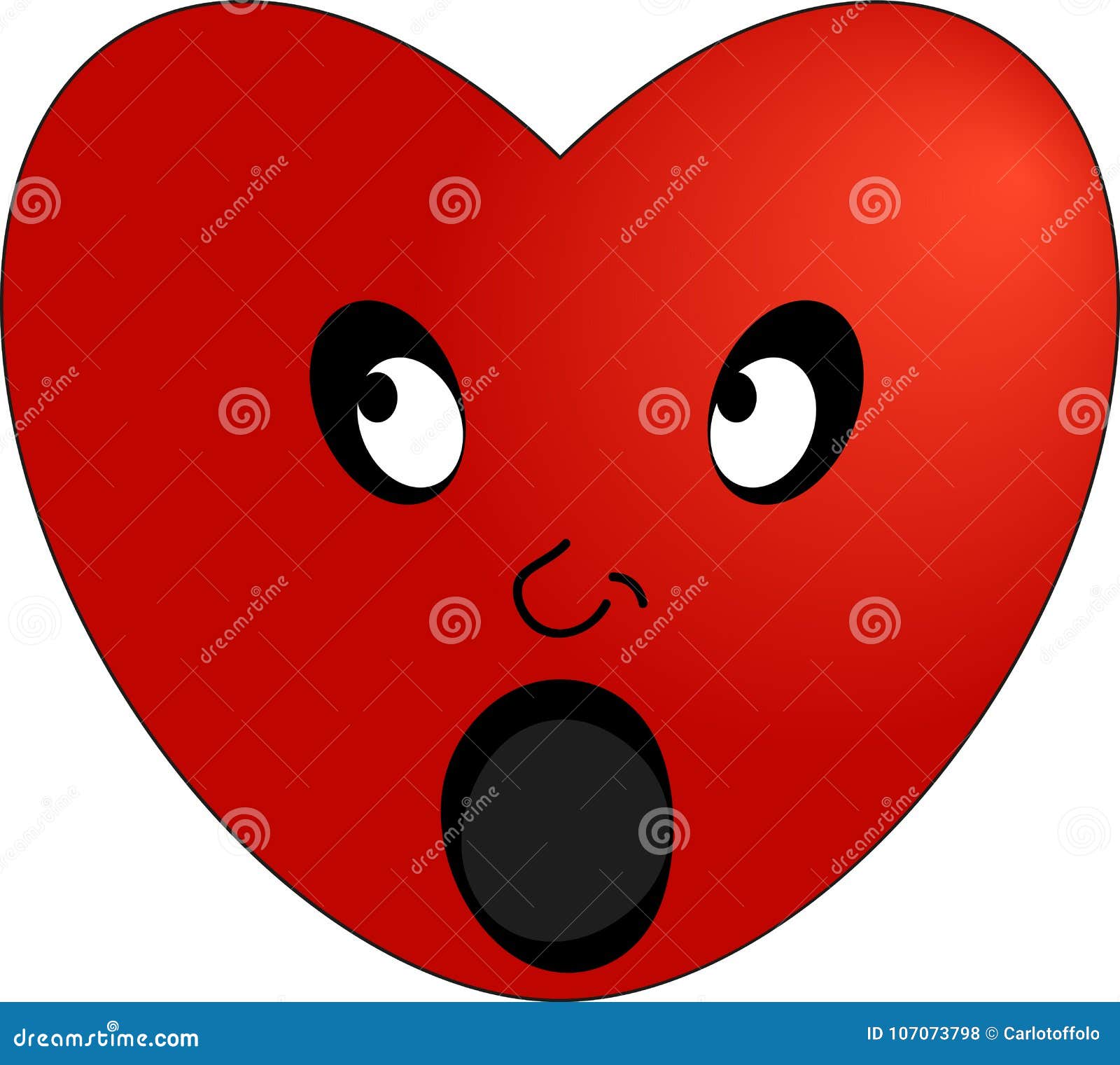 Heart With A Surprised Face Expression With A Chrome Key Background ...