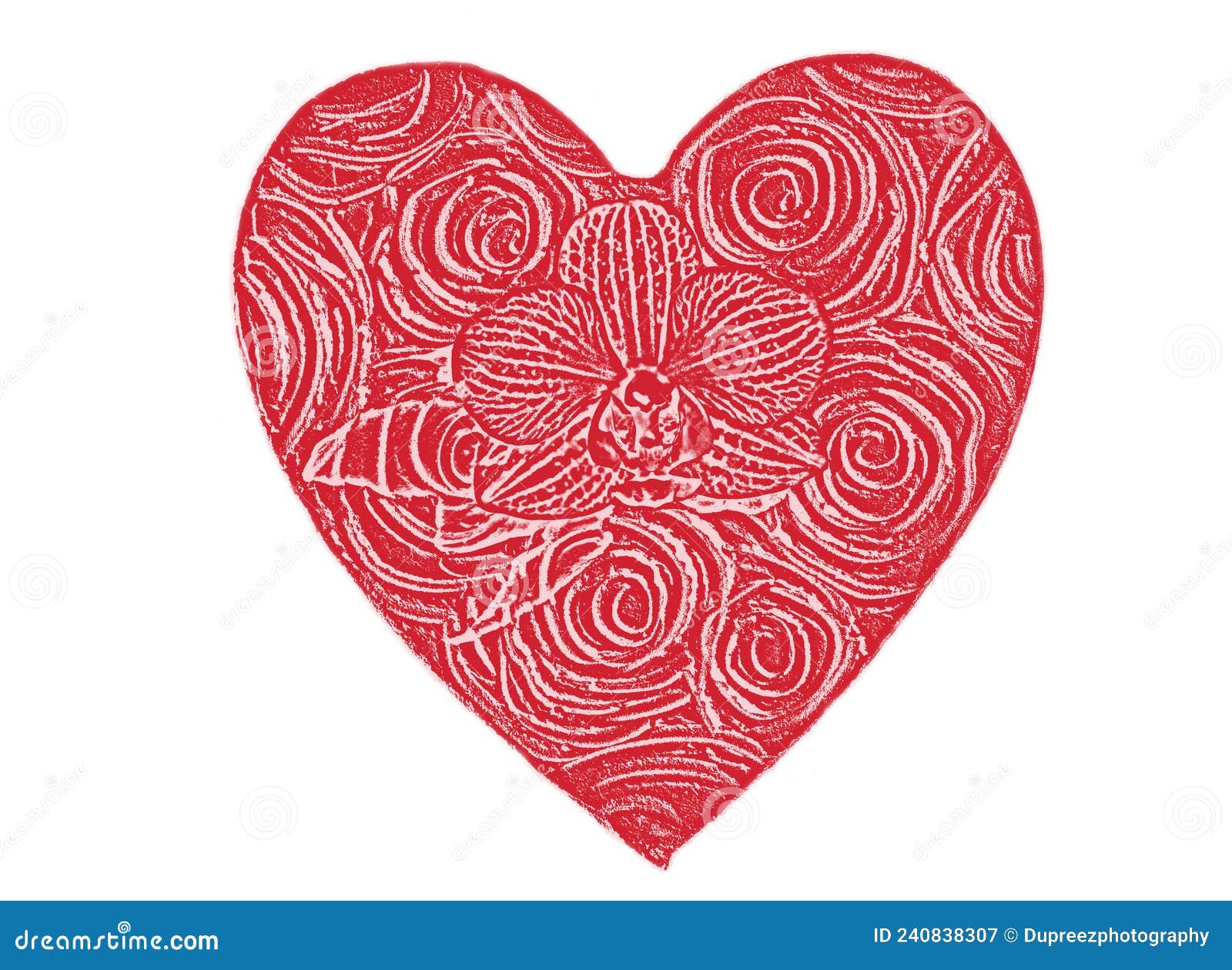 Red heart with swirls stock illustration. Illustration of lines - 240838307