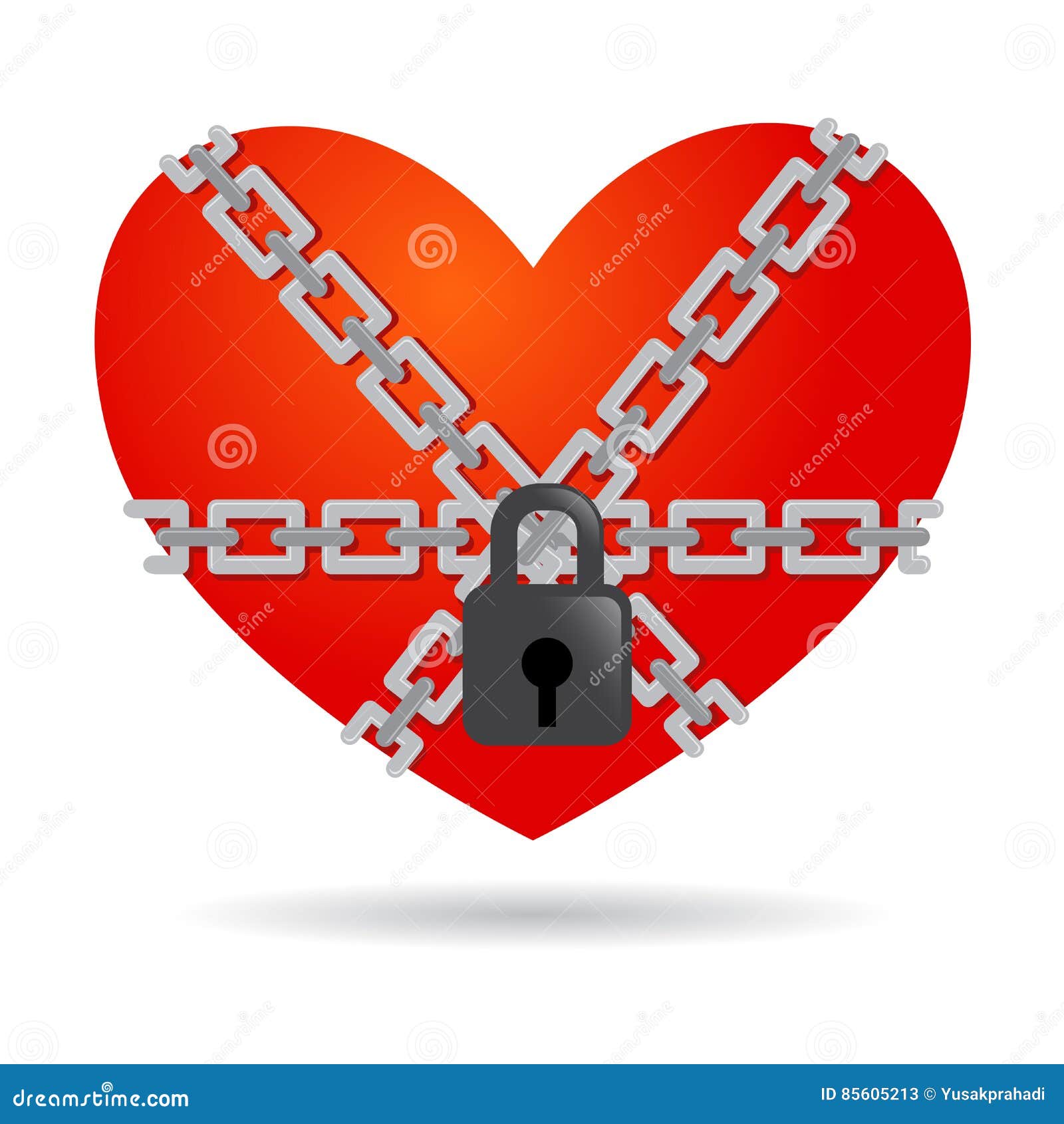 Red Heart Symbol Chained and Locked Stock Vector - Illustration of ...