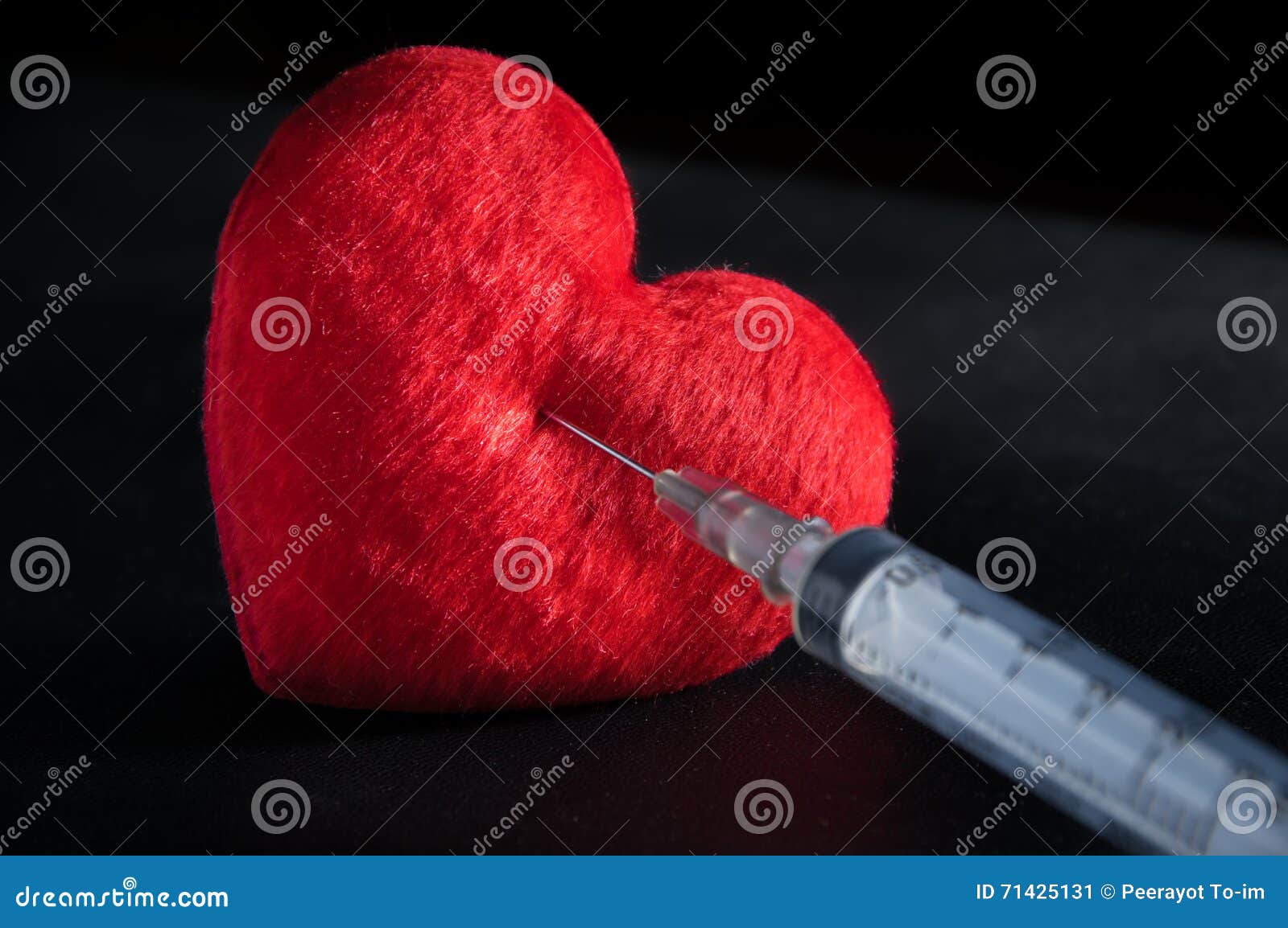 Red Heart with syringe stock image. Image of immunity - 71425131