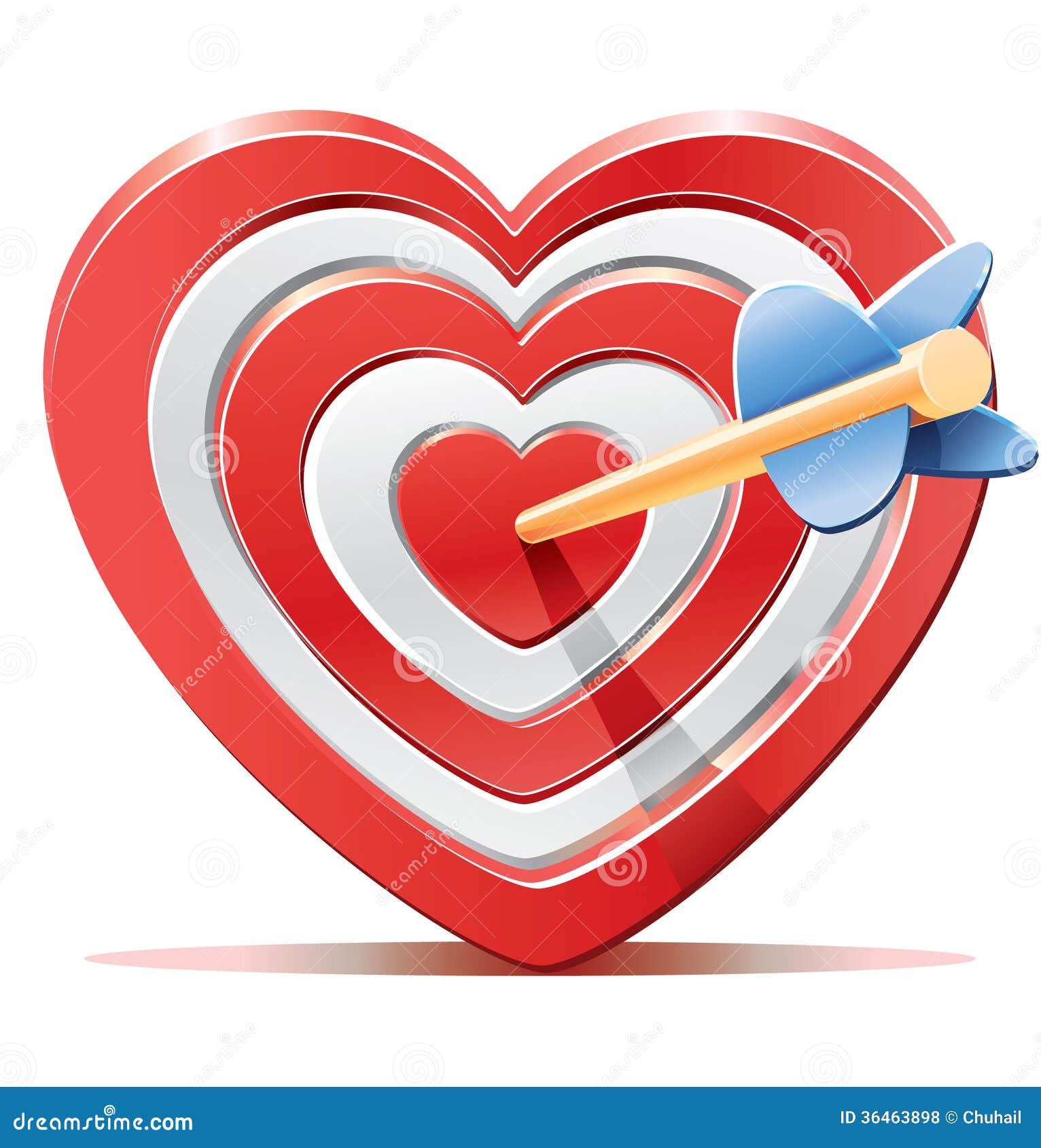 Red Heart Target Aim with Arrow Stock Illustration - Illustration of ...