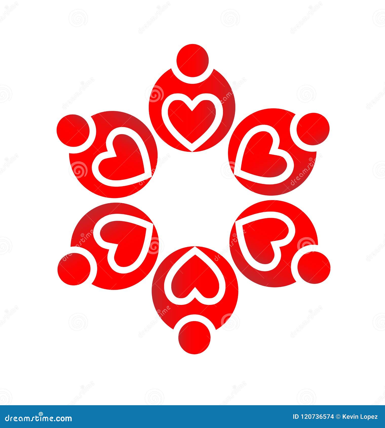 Red Heart Teamwork People Group Vector Stock Vector - Illustration of ...