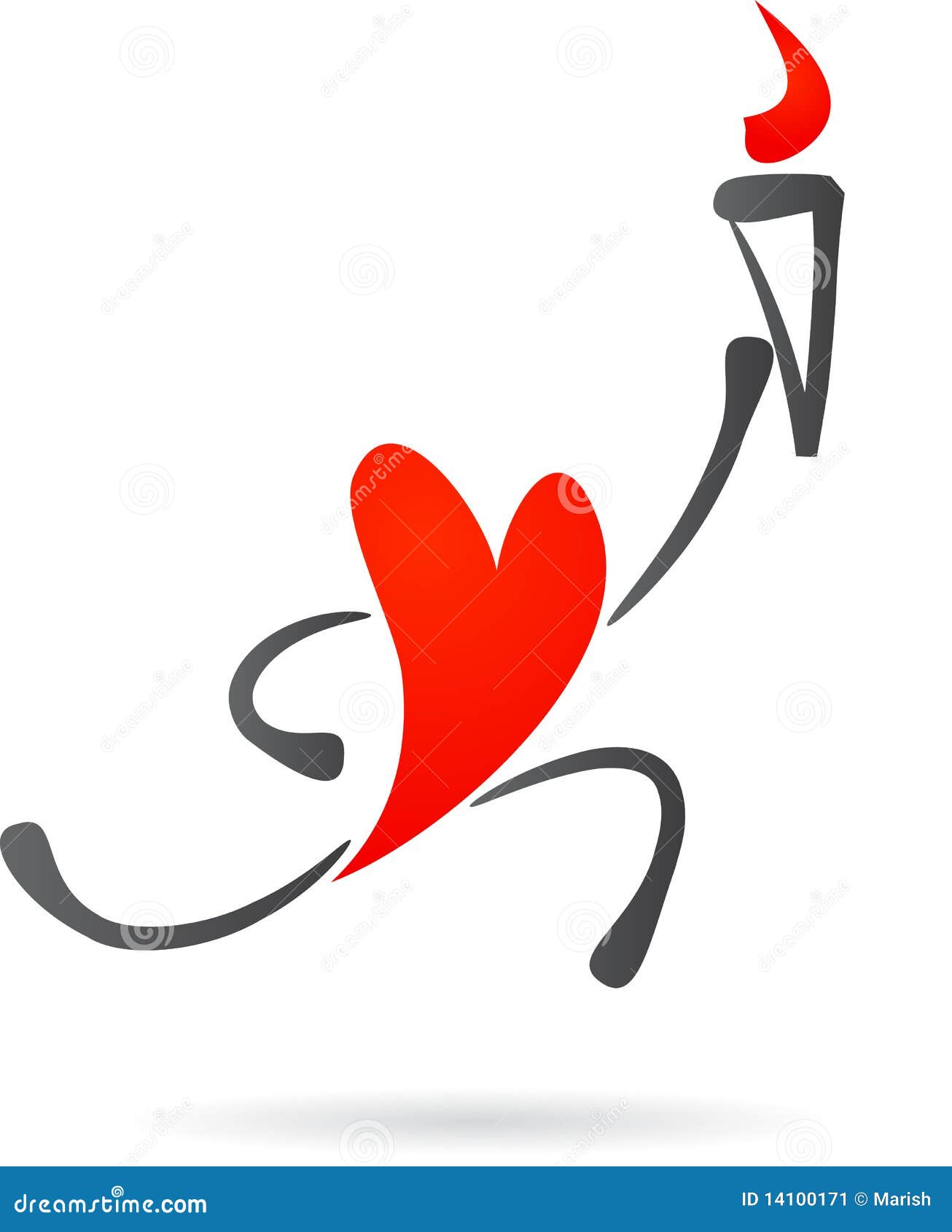 Red heart with a torch stock vector. Illustration of athlete - 14100171