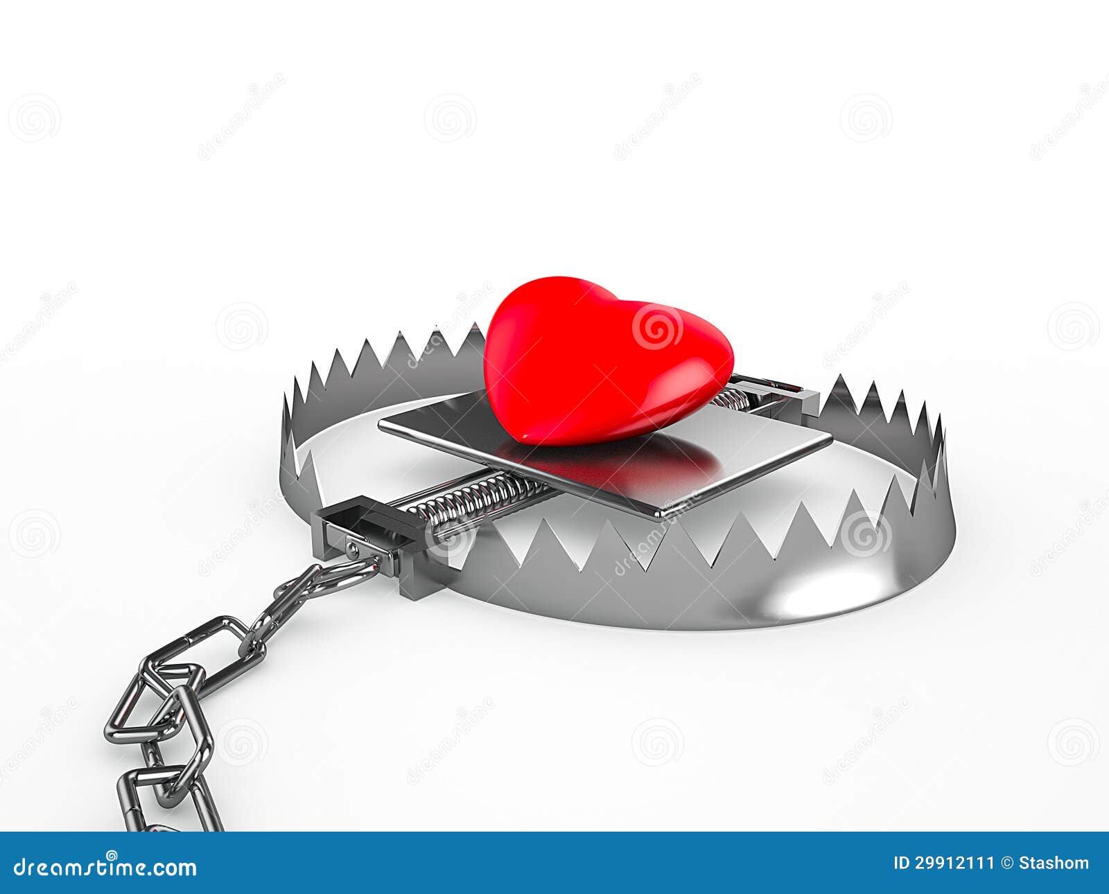 Red Heart in a Trap, Isolated on White Background Stock Illustration ...