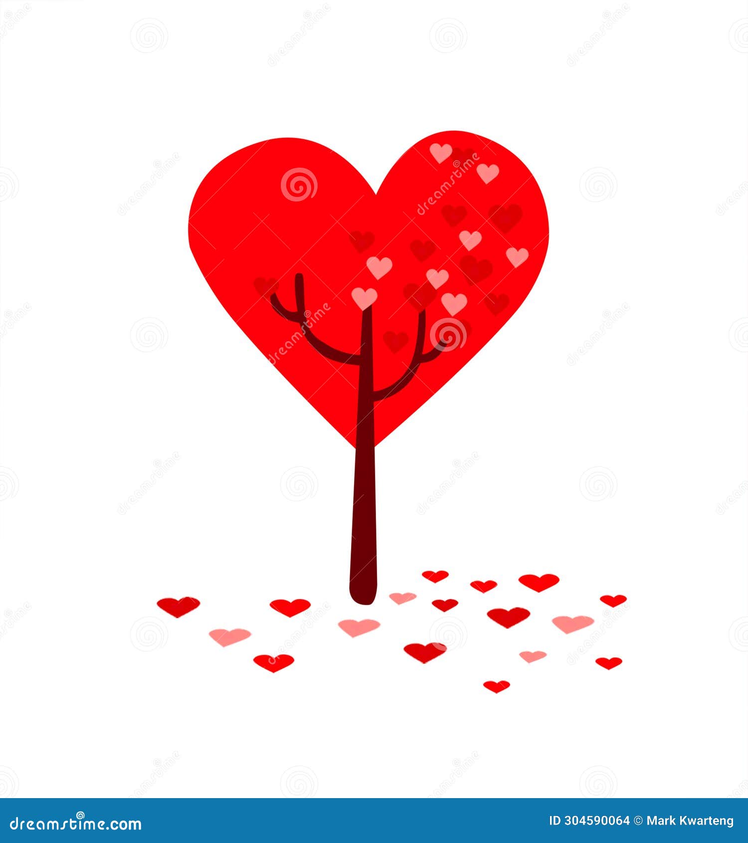 Red Heart Tree with Love Petals on the Ground Stock Illustration ...