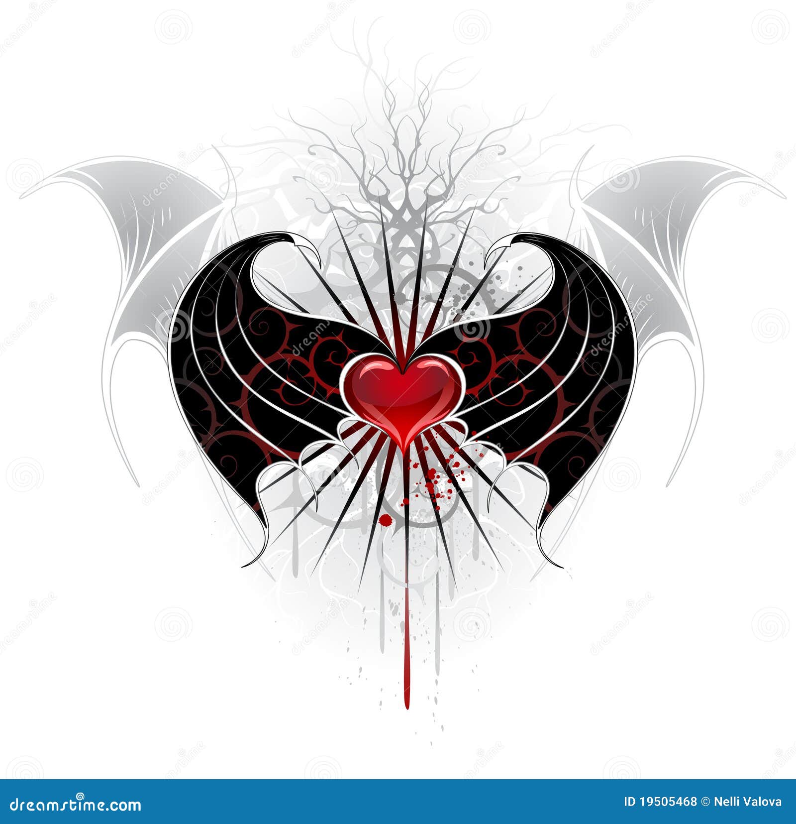 Red heart of a vampire stock vector. Illustration of curled - 19505468