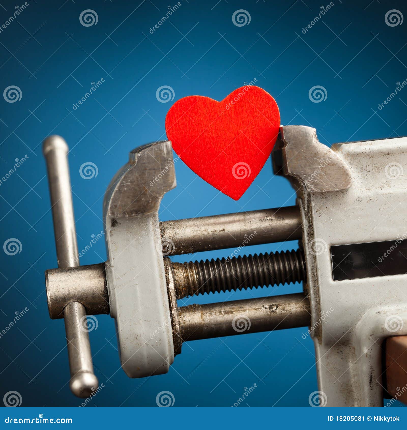 Red heart in the vice tool stock image. Image of clamp - 18205081
